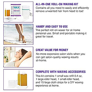 Clean + Easy Personal Roll-On Waxer Kit Set Easy Hair Removal At Home Waxing Machine Device (120V)
