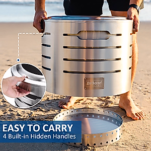 BeyondHOME 19.3 Inches Smokeless Instant Fire Pit, Stainless Steel Fire Pit Wood Burning with Ash Pan, Bonfire Stand, 10 Second Setup, Suitable for Outdoor Camping, Garden