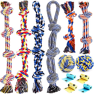 Large Dog Toys for Aggressive Chewers, 12 Pack Tough Dog Chew Toys for Large Dogs, Heavy Duty Tug of War Dog Toy, Indestructible Dog Rope Toy for Medium and Big Breed, 100% Cotton for Teeth Cleaning