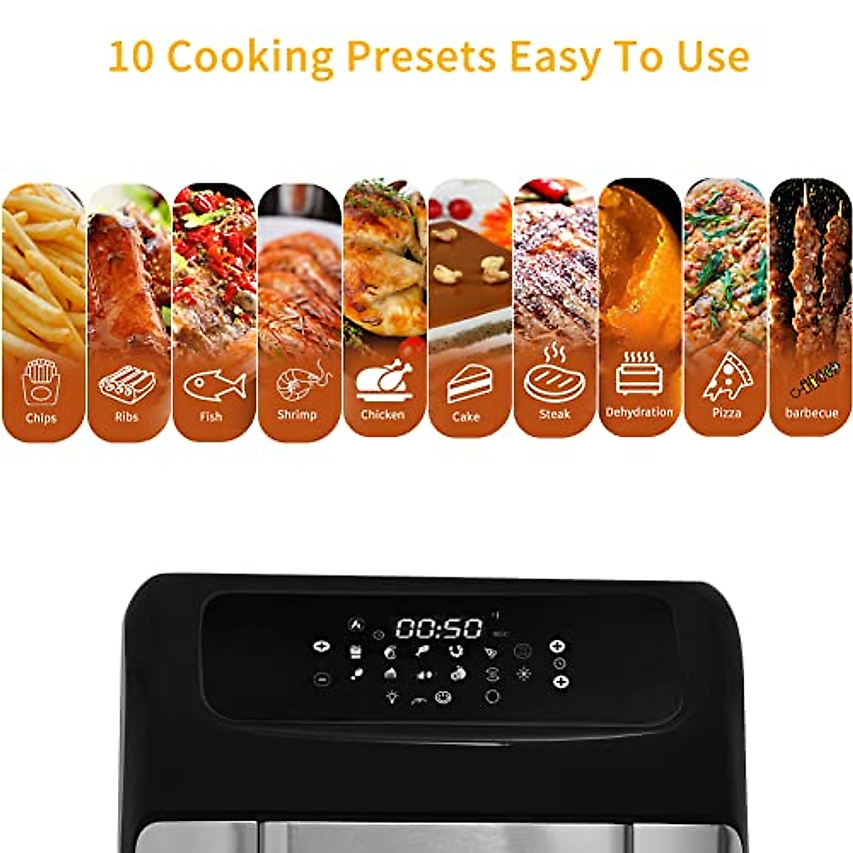 Fit Choice 12.7 Quart 10 in 1 XLarge Capacity Air Fryer Oven, 10 Accessories, 10 Easy Presets W/ Digital Touch Screen Controls & Integrated Digital Temperature Probe, Advanced Program, Sear, Stage, Pr