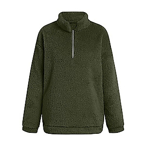 JMMSlmax Womens 3/4 Zip Fall Winter Oversized Fleece Sweatshirts Pullover Fall Fashion Outfits Clothes Fuzzy Coat Plus Size