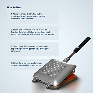 Breakfast Sandwich Maker Grill Press, Grilled Cheese Maker Panini Press Sandwich Toaster Presser - Stove Top Nonstick by Jean Patrique (Silver)