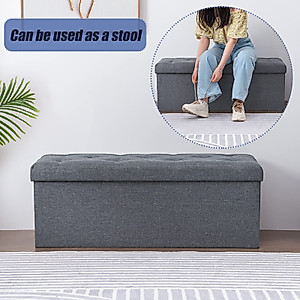 BRIAN & DANY 43 inch Ottoman with Storage, Linen Storage Ottoman Bench, Folding Ottoman Storage for Bedroom and Living Room - Gray