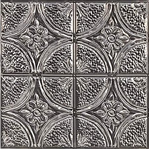 InHome NH3922 Camden Antique SSilver Faux Tin Peel & Stick Backsplash Tiles, Metallic