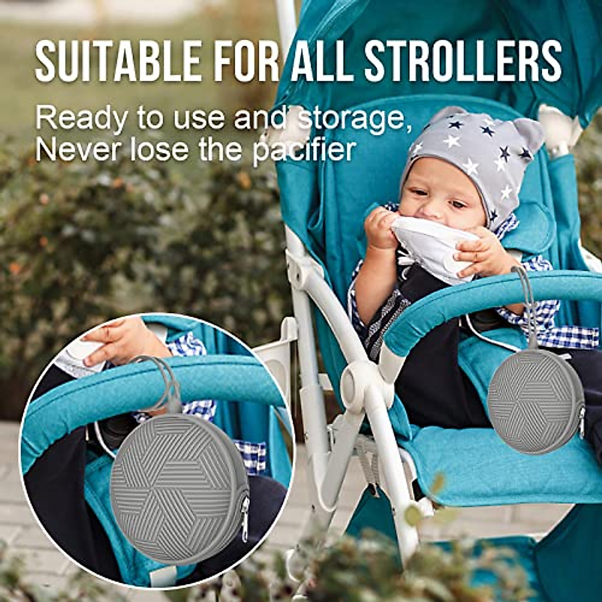 Smlpuame Pacifier Holder Case,BPA Free Portable Pacifier Storage Container,Silicone Baby Pacifier Cover Pouch for Diaper Bag Stroller,Travel Outdoor Activities,Easy to Clean(Black)