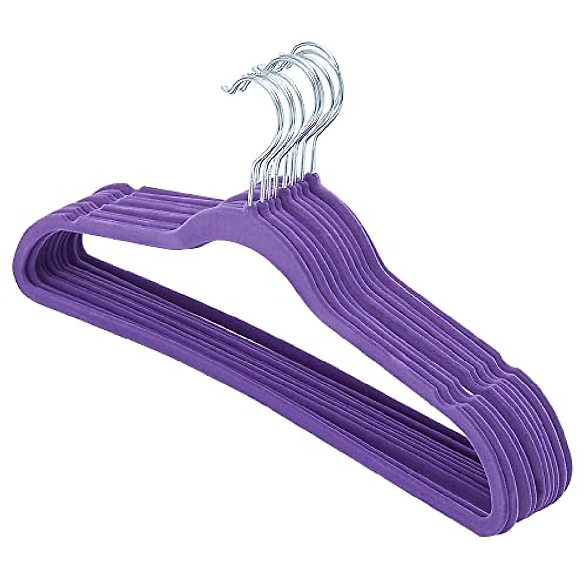 Sunbeam Slip-Proof Snag-Free Ultra Slim Velvet Hanger with Rotating Steel Hook (Pack of 10) (PURPLE)