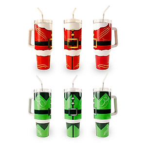 Hogg 2 Pack Christmas Tumbler 40oz - Santa Tumbler and Elf Tumbler, Christmas Tumblers with Lids and Straws, Santa Claus Christmas Cup, Santa Mug, Christmas 40 oz Tumbler, Holiday Tumbler with Handle