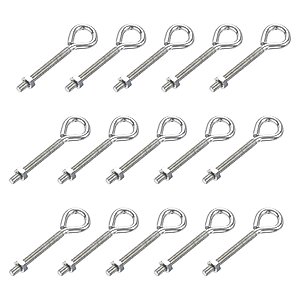 uxcell M4x40mm Eye Hooks Screws Bolts Kit, 15pcs Carbon Steel Hanger Eyelet Hooks Screw with Hex Nuts for Metal Hook, Wood Terminal Ring Hooks