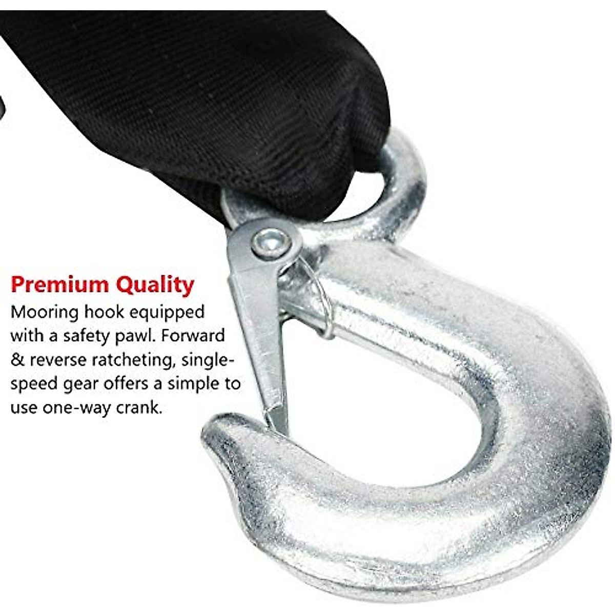 VOWAGH 600lbs 26FT 2" Hand Winch Hand Crank Strap Gear Winch Fit for ATV Boat Trailer Heavy Duty