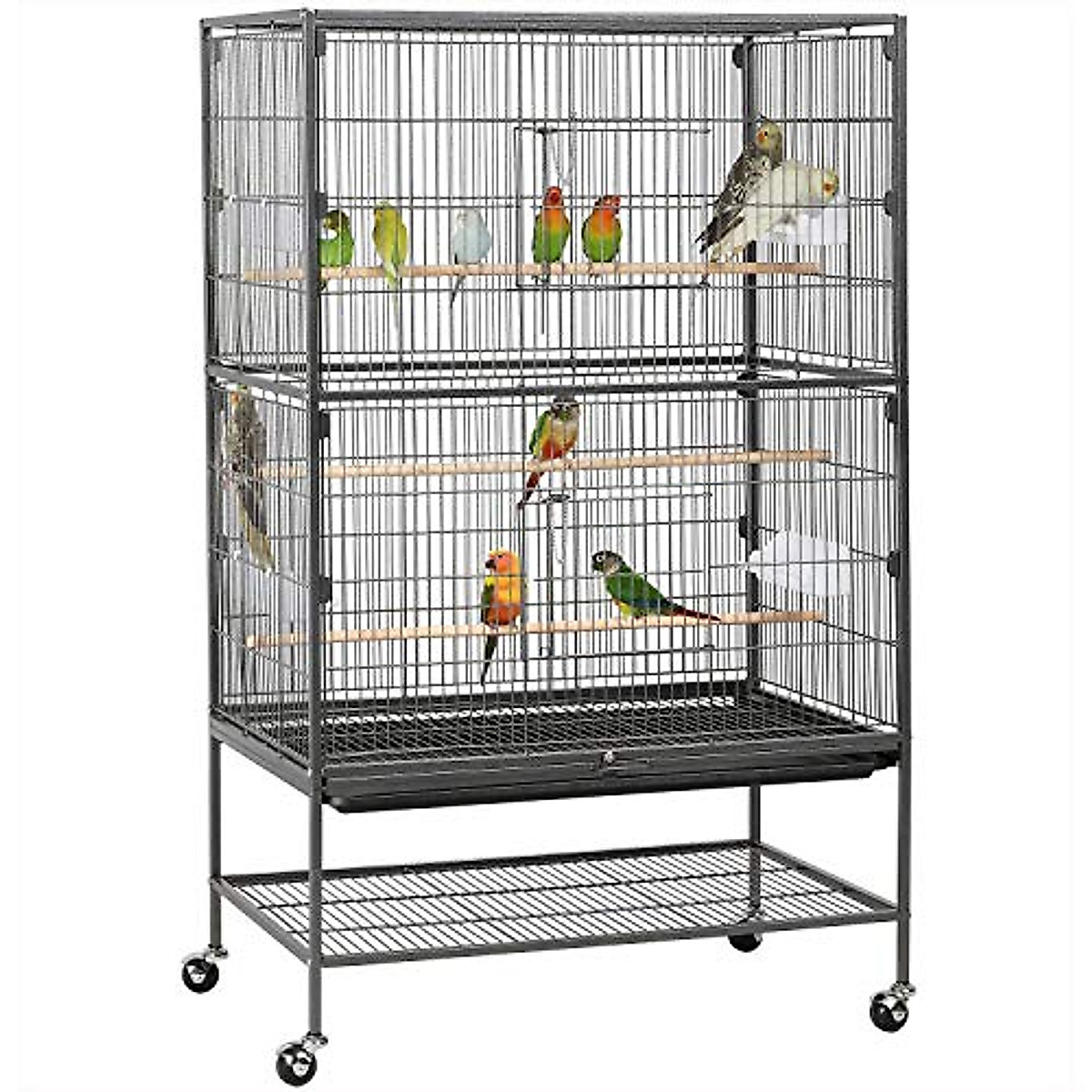 Yaheetech 52-inch Wrought Steel Standing Large Flight King Bird Cage for Cockatiels African Grey Quaker Amazon Sun Parakeets Green Cheek Conures Pigeons Parrot Bird Cage Birdcage with Stand