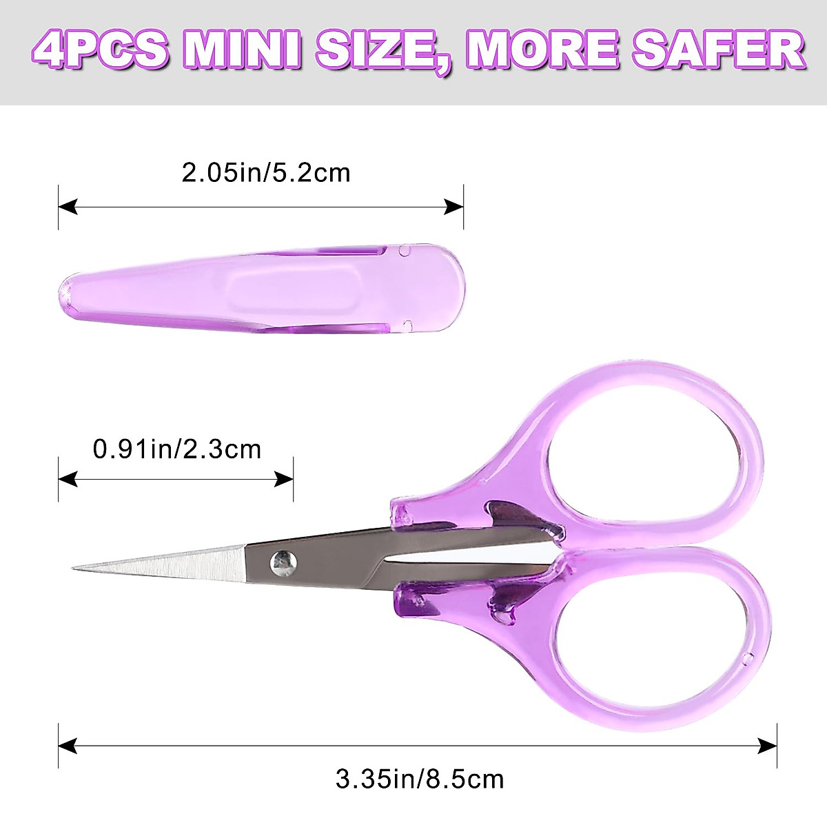 4 Pcs Small Scissors All Purpose, Stainless Steel Small Sewing Scissors Set with Protective Cover, Mini Detail Craft Scissors for Paper Cutting, Sewing, Scrapbooking, DIY Projects