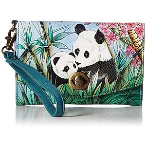 Anna by Anuschka Hand Painted Women’s Genuine Leather - Vintage Wristlet Clutch - Lovable Pandas