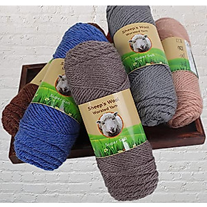 3-Pack Sheep’s 50% Wool Worsted Yarn for Knitting and Crocheting 10.5 oz, 495 Yards Imported (Black 13)