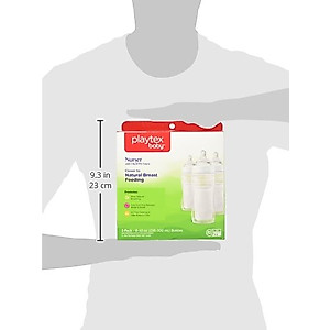 Playtex Baby Nurser Bottle with Pre-Sterilized Disposable Drop-Ins Liners, Closer to Breastfeeding, 8 Ounce Bottles, 3 Count