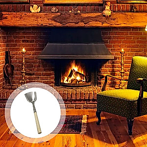 MOFUCA Fireplace Ash Shovel Heat Resistant Stainless Steel Ash Dust Pan with Wood Handle Winter Fireside Fire Accessories,1pc