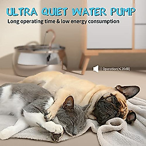 Tomxcute Cat Water Fountain, 4.0L/135oz Automatic Stainless Steel Pet Fountain Dog Water Dispenser, Ultra-Quiet Pump and 3 Replacement Filters & for Cats, Dogs, Multiple Pets…
