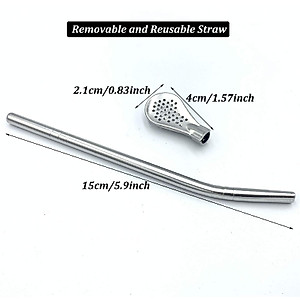 Wenplus 6 Pcs Yerba Mate Bombilla Drinking Filter Straws with 2 Pcs Cleaning Brushes Detachable Stainless Steel Drinking Straws, 7.3 Inch