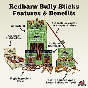 Redbarn Bully Sticks for Dogs - All Natural, Healthy Single Ingredient & Long-Lasting Dog Chew Treat Beef Rawhide Alternative 5-8'' Variety Pack Small and Large
