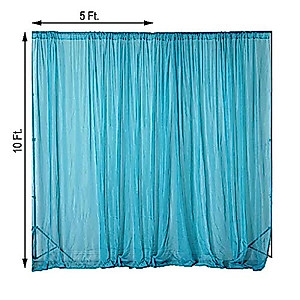BalsaCircle 10 feet x 10 feet Turquoise Sheer Voile Backdrop Drapes Curtains 2 Panels 5x10 ft - Wedding Ceremony Home Decorations