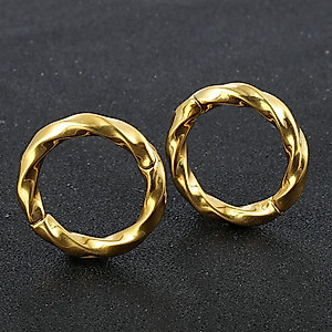 LADEMAYH 2Pcs 6 Gauge Earrings Ear Weights for Stretched Ears, Twist Hoop 6g Earrings for Women,Gold Surgical Steel 4mm Ear Hangers Dangle Gauges for Ears Weighted Ear Gauges