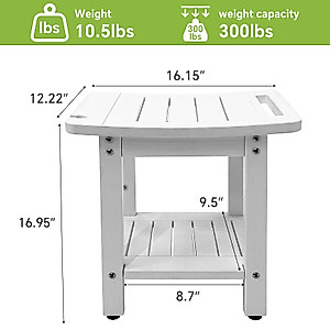 Meluvici Shower Bench Seat, HDPS Shower Stool for Inside Shower to Sit on, Waterproof Shower Chair with Shelf for Shaving Legs, Spa Bathroom Corner Shower Foot Rest, Indoor or Outdoor, White
