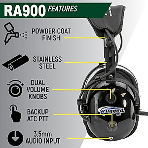 RA900 Premium Aviation Pilot Headset for Flight Instructors Private Pilots Features Clear Hear Speakers Noise Canceling Microphone Gel Ear Seals Custom Fit Headband Mono & Stereo and Free Headset Bag