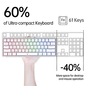 DIERYA DK61E 60% Percent Mechanical Gaming Keyboard, Optical Red Linear Switch, PBT Keycap, RGB Backlit, Waterproof, Wired USB C Mechanical Keyboard with Full Keys Programmable