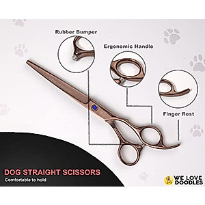 We Love Doodles Dog Grooming Scissors Kit - Dog Grooming Shears - Curved Dog Grooming Scissors - Thinning Scissors For Dogs - Best Grooming Scissors For Goldendoodles