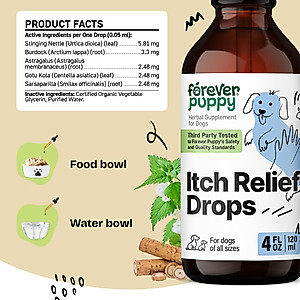 Itch Skin Relief for Dogs - Nutritional Drops for Dry Itchy Skin w/Soothing Gotu Kola - Itchy Paws Dog Relief w/Stinging Nettle Leaf - Herbal Dog Vitamins and Supplements for Happy Pets - 4 oz