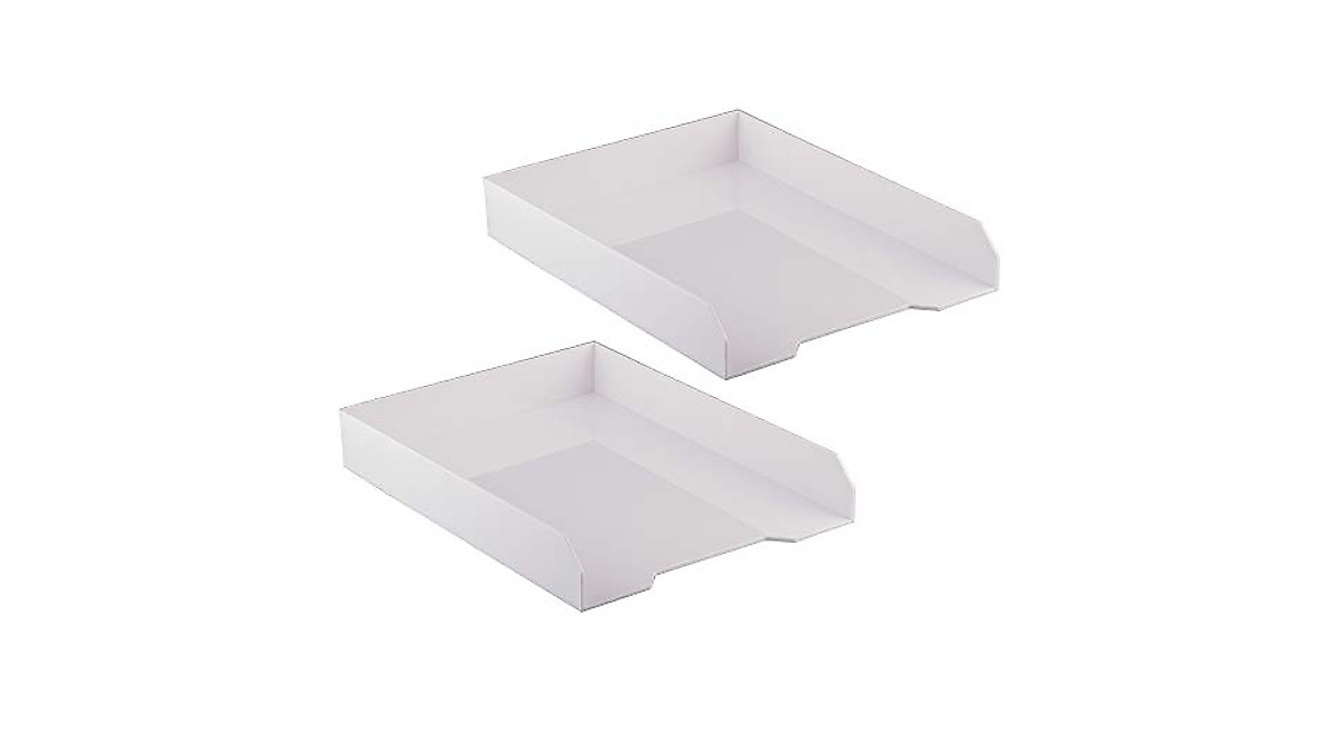 Stackable Desktop Trays in White for Office Organization | JAM Paper