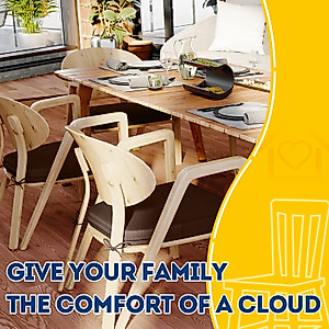 AAAAAcessories D-Shaped Chair Cushions with Ties and Removable Cover, 2'' Thick Kitchen Chair Pads, Indoor Dining Room Chair Cushions, 17'' x 16'', 6 Pack, Brown