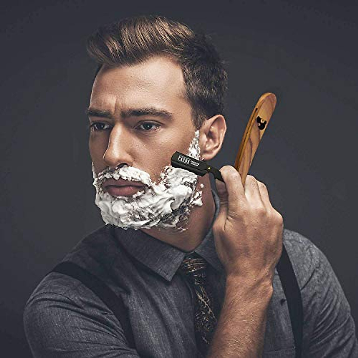 100 BLADES + Facón Professional Vintage Straight Edge Barber Razor - Salon Quality Cut Throat Shavette