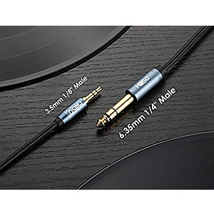 MillSO 6.35mm Male 1/4 to 3.5mm Male 1/8 TRS Stereo Audio Cable (8 ft), Headphone Adapter 1/8 to 1/4 Adapter for Guitar, Piano, Amplifiers, Home Theater Devices, or Mixing Console - 8 Feet