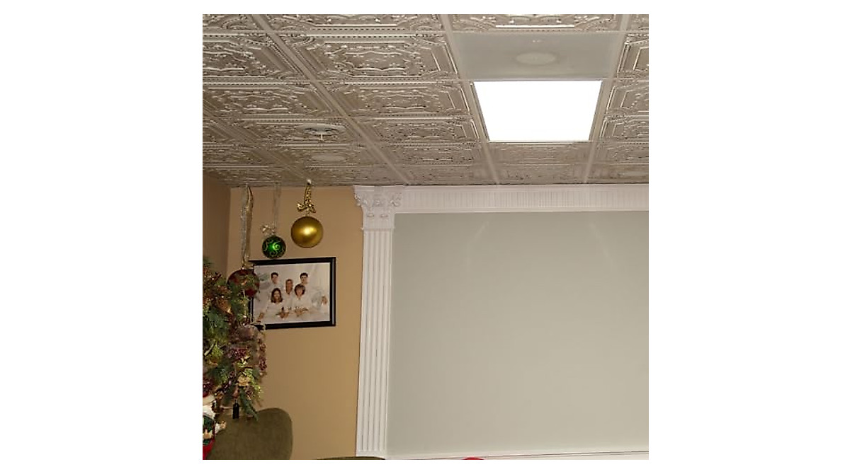 Elizabethan Shield PVC Ceiling Tile - Antique White | Easy Install