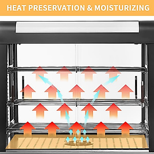 Whalefall 3-Tier Food Warmers Countertop, 27" Commercial Warm for Food Pizza Warmer w/ 3D Heating with Stainless Frame Sliding Glass Doors Pastry Display Case for Buffet Restaurant