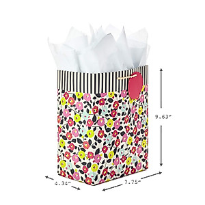 Hallmark 9" Medium Gift Bag with Tissue Paper (Flowers and Stripes) for Birthdays, Mother's Day, Baby Showers, Bridal Showers, Weddings or Any Occasion
