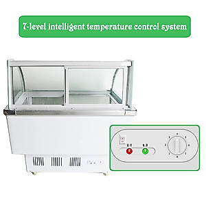 TECHTONGDA Commercial Ice Cream Chest Refrigerator Display Case Showcase Gelato Freezer With LED Light 220V 12 Pan