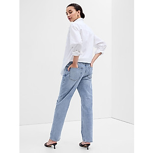 GAP Womens High Rise Loose Jeans Light Wash Christy 32 Reg