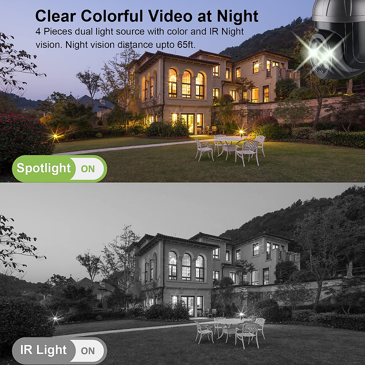 4G LTE Cellular Security Camera Wireless Outdoor, Pan Tilt 360° View No Wifi Solar Camera Outdoor, 1080P Color Night Vision Battery Security Camera with 2 Way Talk, PIR Motion Detection, US Version