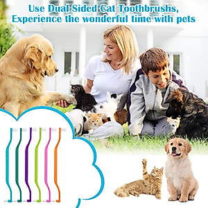 VZZNN 6 Pcs Dual Sided Cat Toothbrush, Anti-Slip Curved Handle Cat Teeth Cleaning Brushs,Cat Dental Care Supplies,Pet Toothbrush with Micro Brush Head