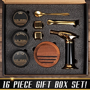 Cocktail Smoker Kit with Torch | 6 Flavors Wood Chips | Bourbon, Whiskey Smoker Infuser Kit, Old Fashioned Drink Smoker Kit, Birthday Bourbon Whiskey Gifts for Men, Dad, Husband