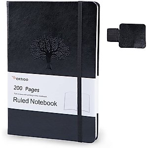 WERTIOO Hardercover Journals 200 Pages, Diary Leather Lined Journal Notebook Writing A5 100gsm Thick Paper Notebooks with Pen Hold for Work Men Women, 8.4 x 5.7 in