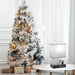 aooshine Touch Lamp with USB C+A Charging Ports-Table Lamp for Bedroom with 3 Levels Brightness(Low/Medium/Hight), 3 Way Dimmable Bedside Nightstand Lamp with 2 Phone Slots (Include Bulb)