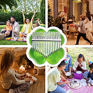 HYEXD Kalimba Thumb Piano 17 Keys Clover Kalimba Green Acrylic Kalimba Finger Thumb Piano Mbira Tuning Hammer