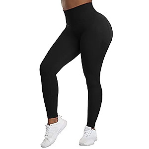 NORMOV 2 Piece Butt Lifting Workout Leggings for Women, Seamless Gym Scrunch Booty Lifting Sets(Black/Grey, XL)