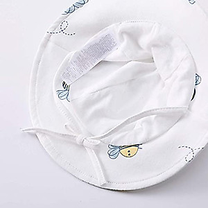 pureborn Unisex Baby Cotton Sun Hat Wide Brims with Straps Bucket Hat Cartoon Bees 3-6 Months