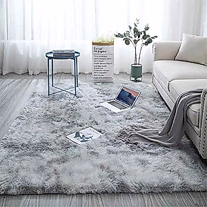 Shag Loomed Area Rug for Kids Play Room Warm Soft Faux Fur Luxury Rug Plush Throw Rugs High Pile Rug Handmade Knitted Nursery Decoration Rugs Baby Care Crawling Carpet
