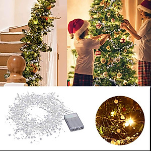 10FT 30 LED Battery Operated Christmas Tree Lights Indoor Outdoor Cluster String Lights Wire Xmas Fairy Light, Christmas Feeling Decorations (White, One Size)