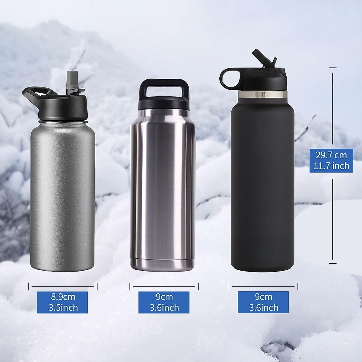 AJLTPA Water Bottle Holder with Adjustable Padded Shoulder Strap and 2 Pockets, Water Bottle Sleeve Carrier Compatible with YETI Rambler 36 oz Bottle & 40oz Hydro Flask and More (Blue Floral)