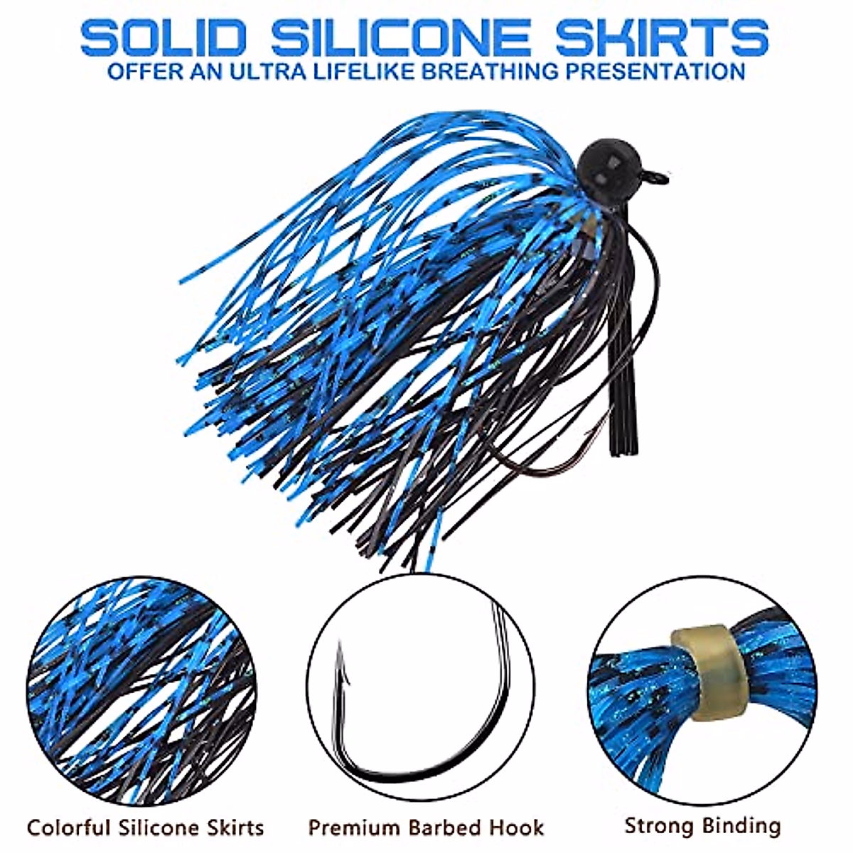 Swim Jig Football Jig for Bass Fishing,Weedless Swim Jig Heads for Bass Fishing Flipping Jig with Weed Guard Silicone Skirt Fishing Lures for Crappie Bass Trout